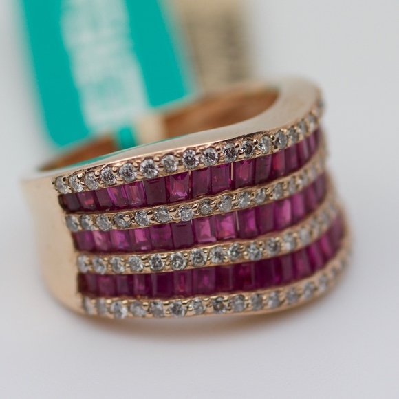 Effy | Jewelry | New Effy 4k Rose Gold Red Ruby And Diamond Ring | Poshmark